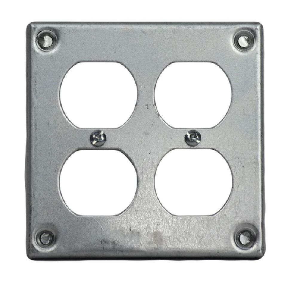 Double Receptacle Metal Cover Plate for 4X4 Metal Box - Advantek LED ...
